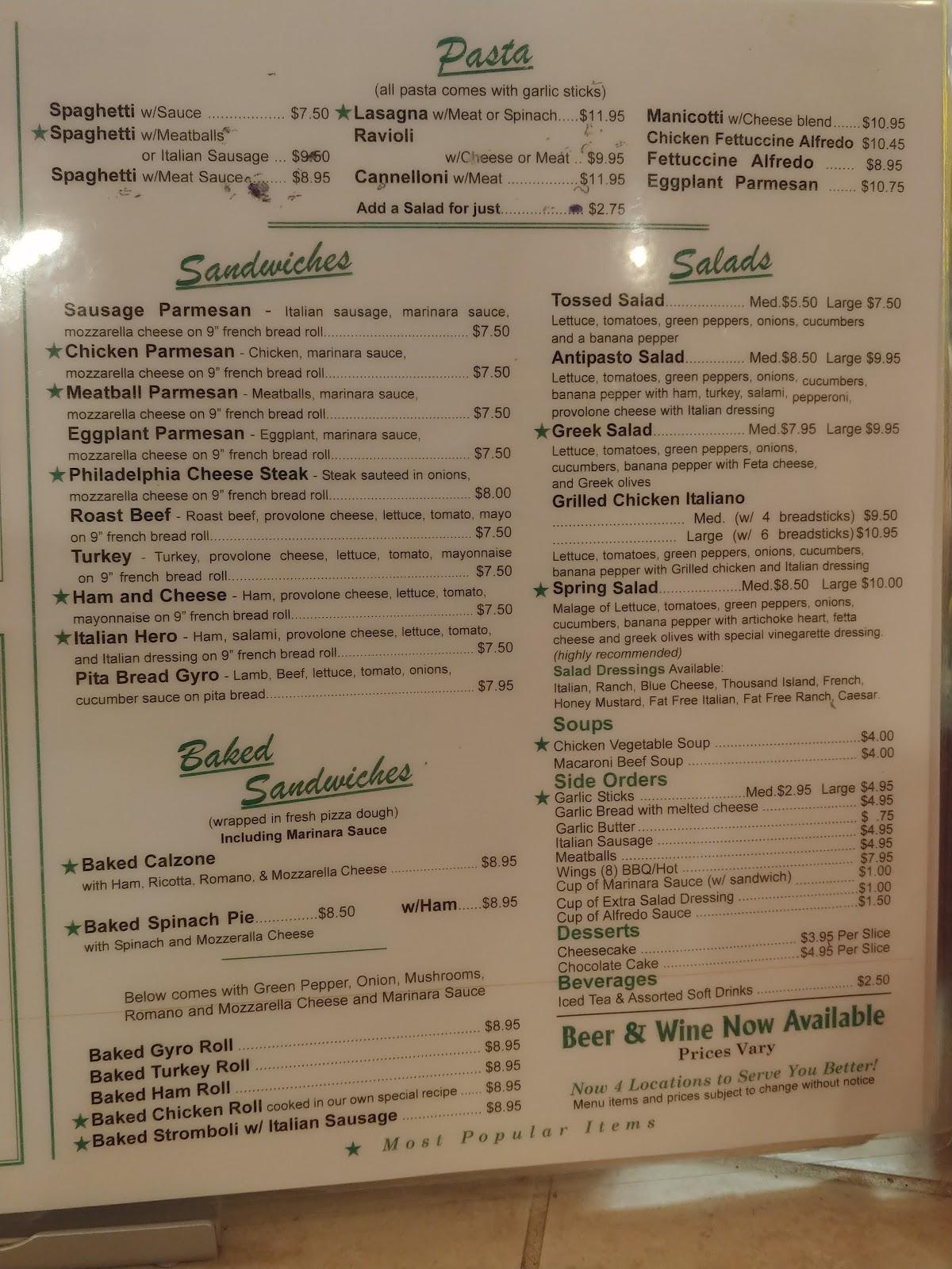 Menu at Fuzzy's Pizza Katy pizzeria, Houston, 613 S Mason Rd