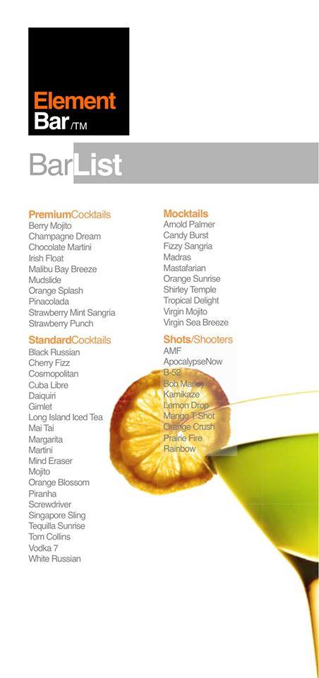 Menu at Element Bar, Guiguinto
