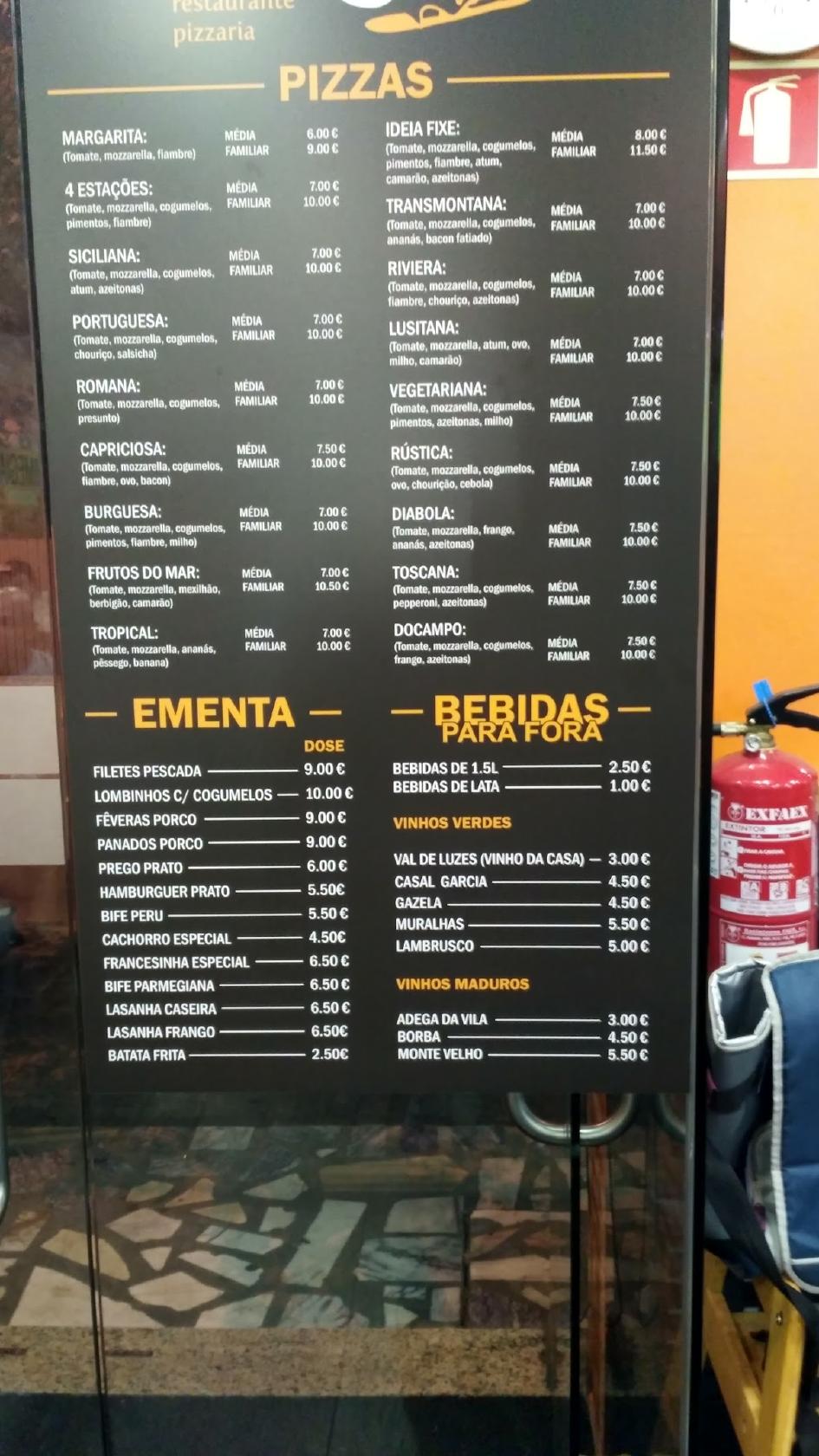 Menu at Ideia Fixe restaurant, Fafe