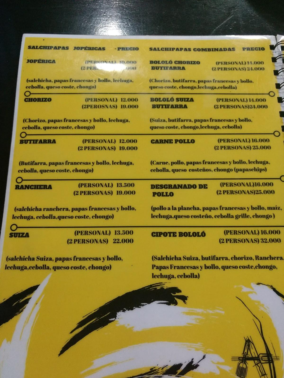 Carta del restaurante ARRECHO, Bucaramanga
