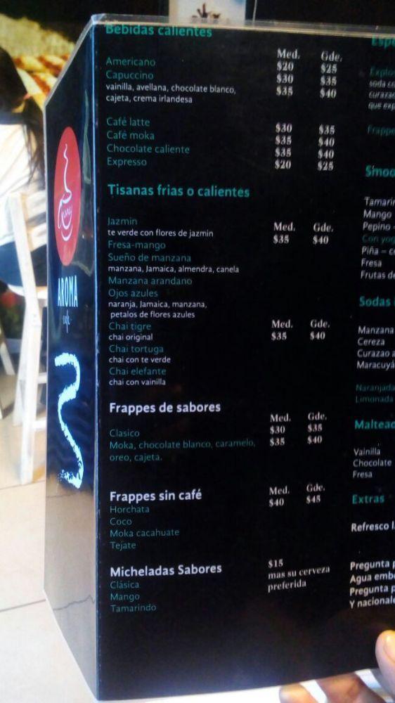 Menu at Aroma Café Mitla, San Pablo Villa de Mitla