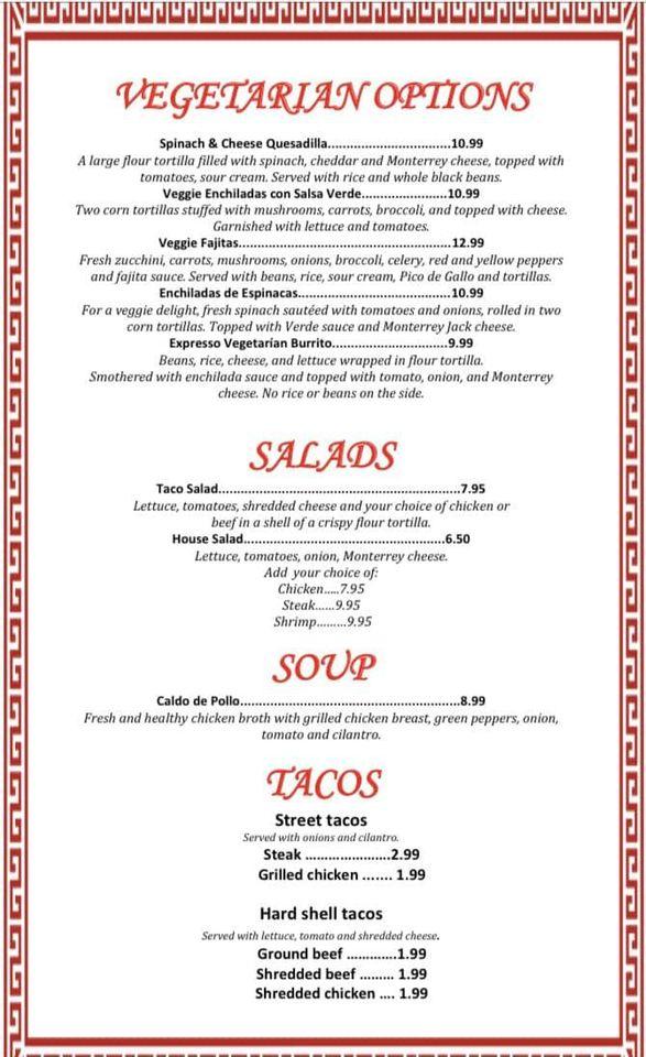 Menu at Casa Azteca Mexican Restaurant, Fort Pierce