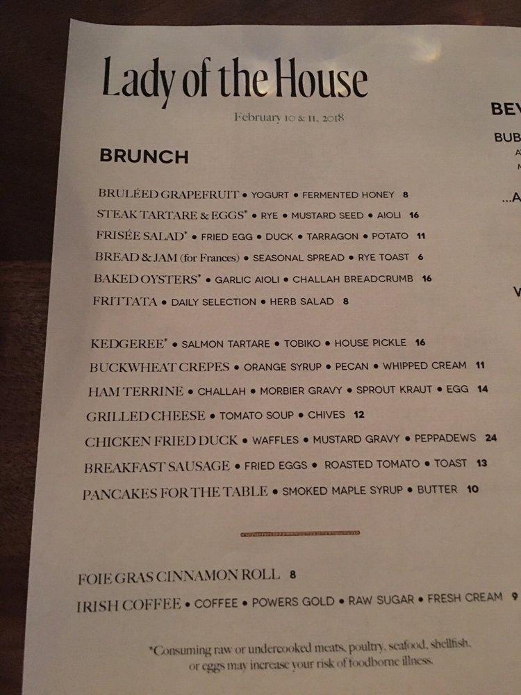 Menu at Lady of the House pub & bar, Detroit