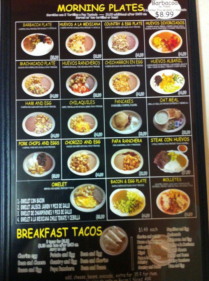 Menu at Santos Cafe #3, San Antonio, Castroville Rd