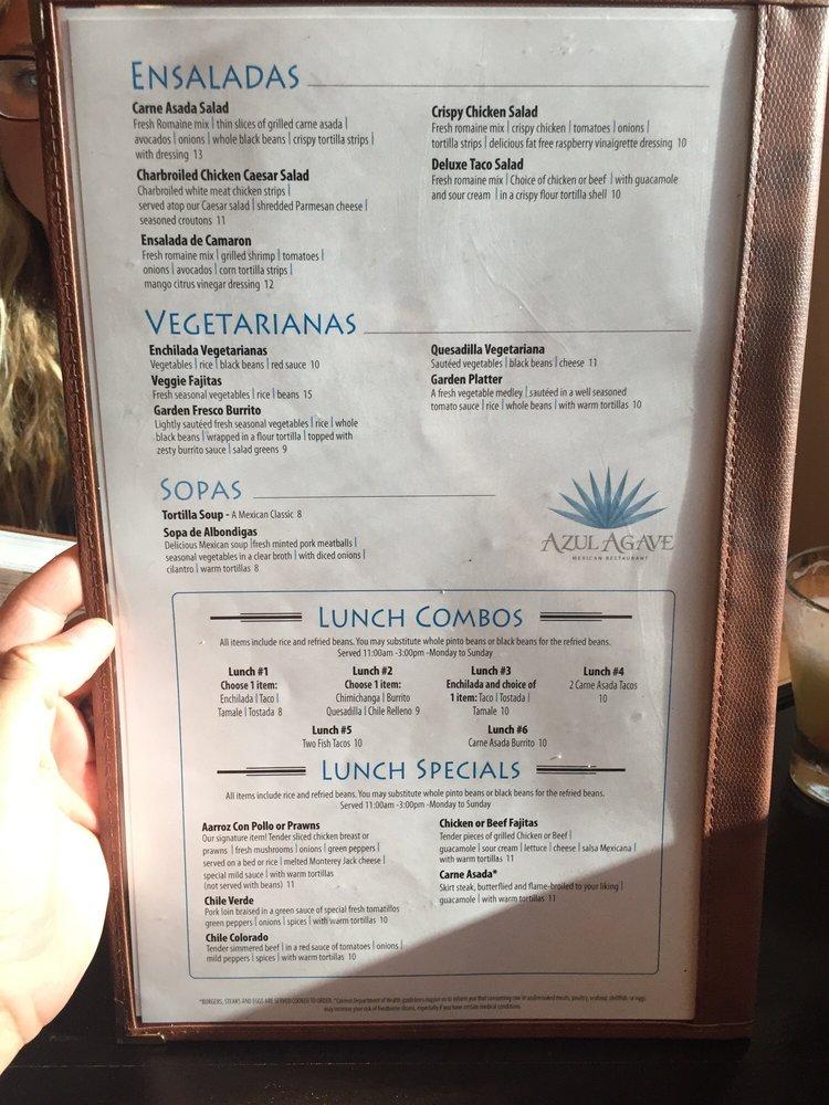 Menu at Azul Agave restaurant, Lake Havasu City