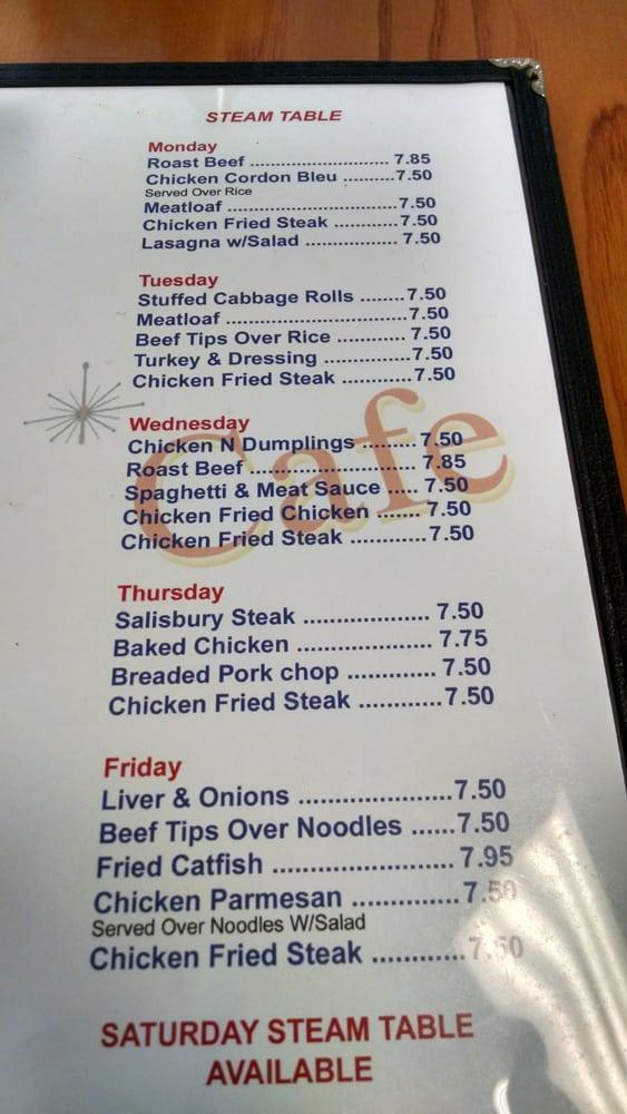 Menu at City Cafe, South Houston, 513 College Ave