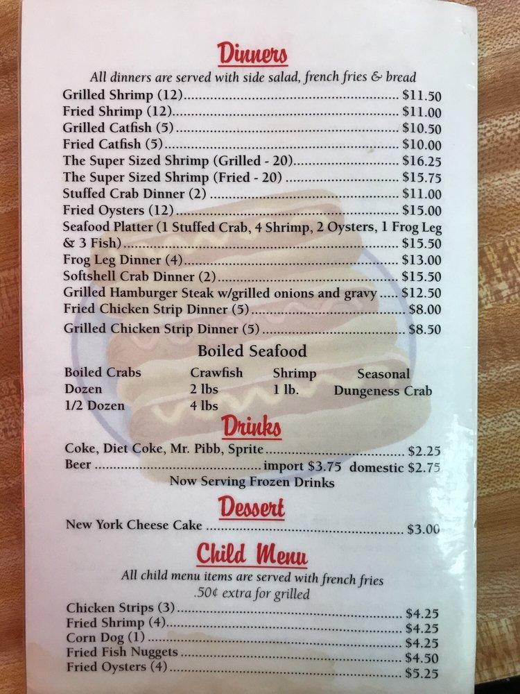 Menu at Sandy's Place restaurant, Broussard, Petroleum Pkwy #8048