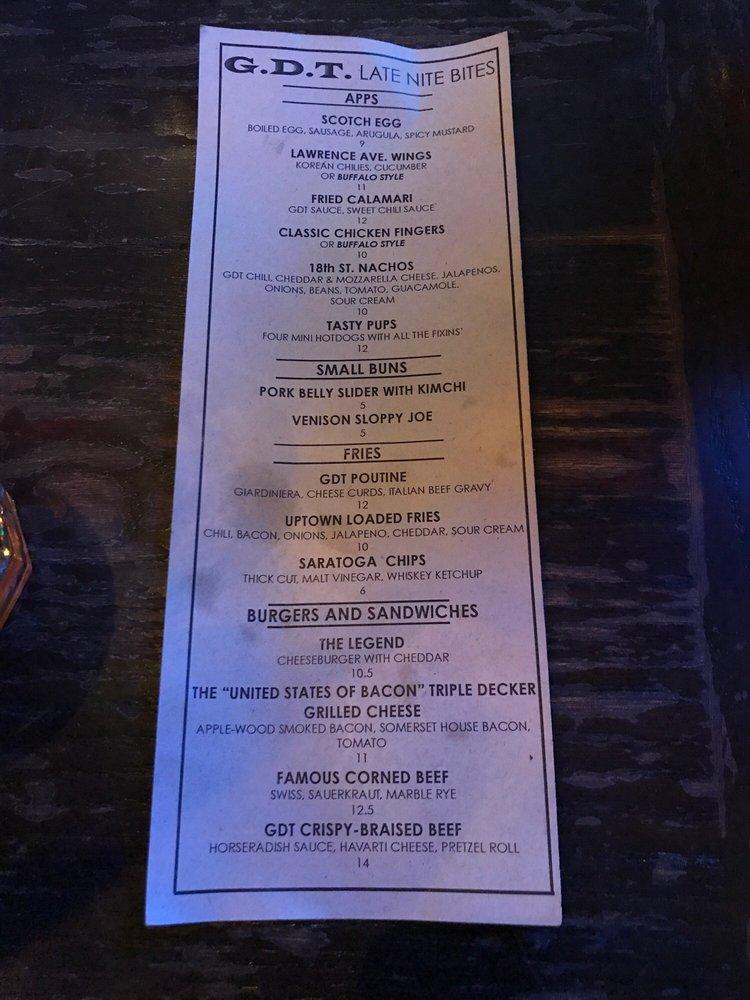 Menu at The Green Door Tavern pub & bar, Chicago