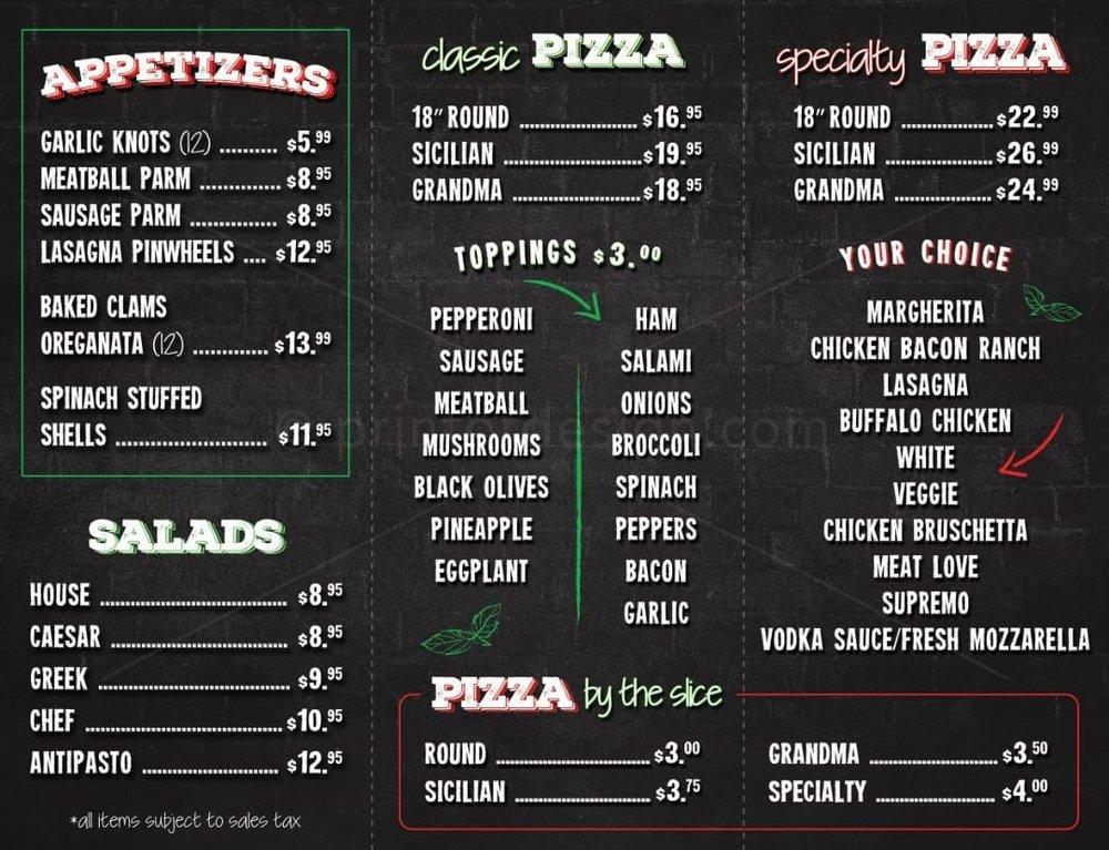 Menu at The Original Pizza Sam pizzeria, Newport News