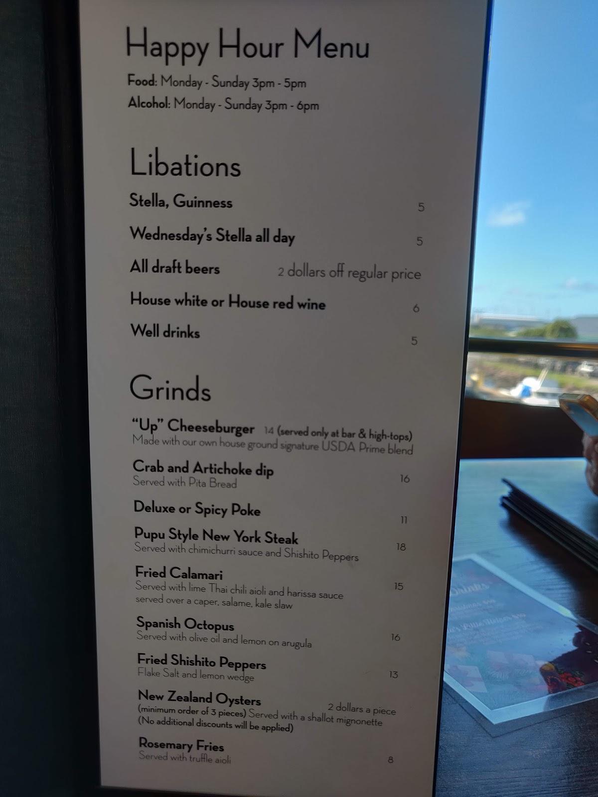 Menu at Upstairs at Pier 38 pub & bar, Honolulu