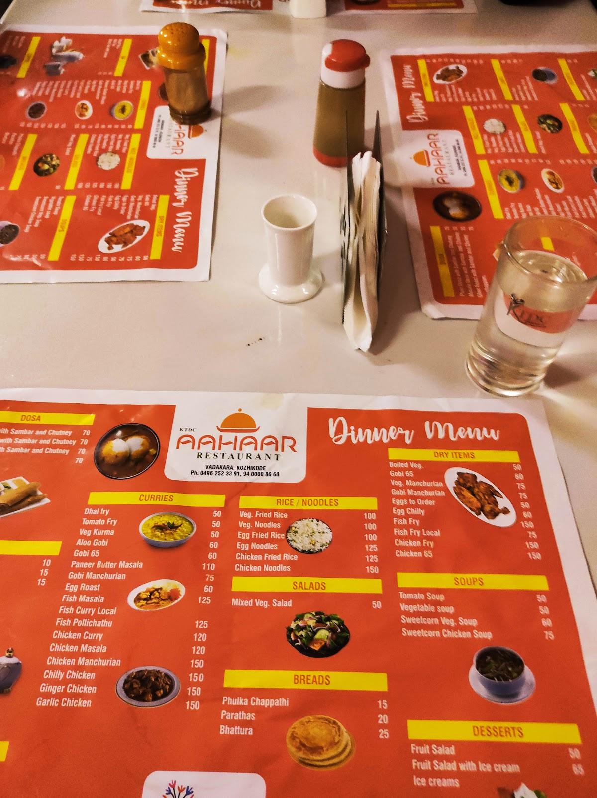 Menu at AAHAR RESTAURANT, Vadakara