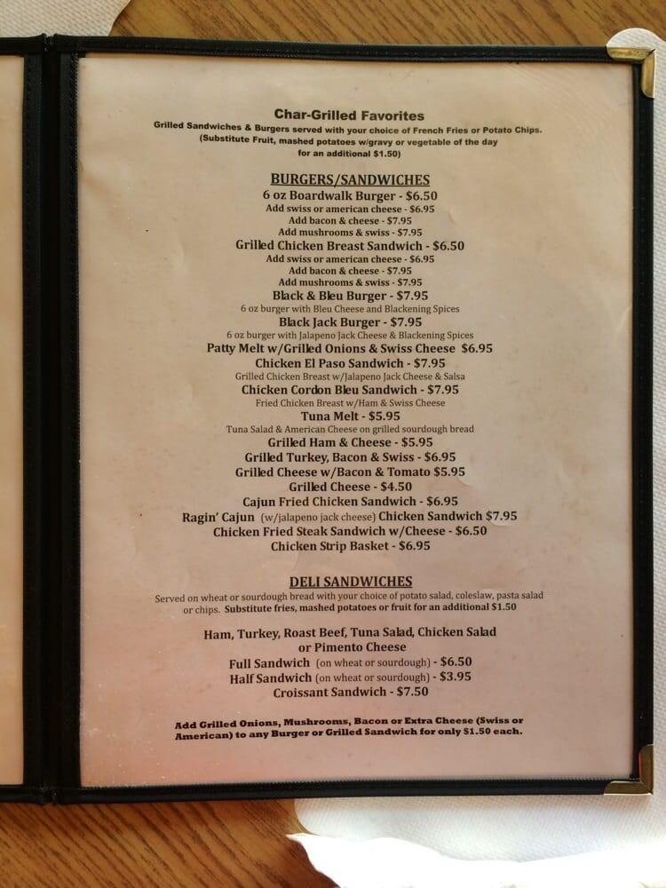 Menu at Cathy's Boardwalk Cafe, Salado