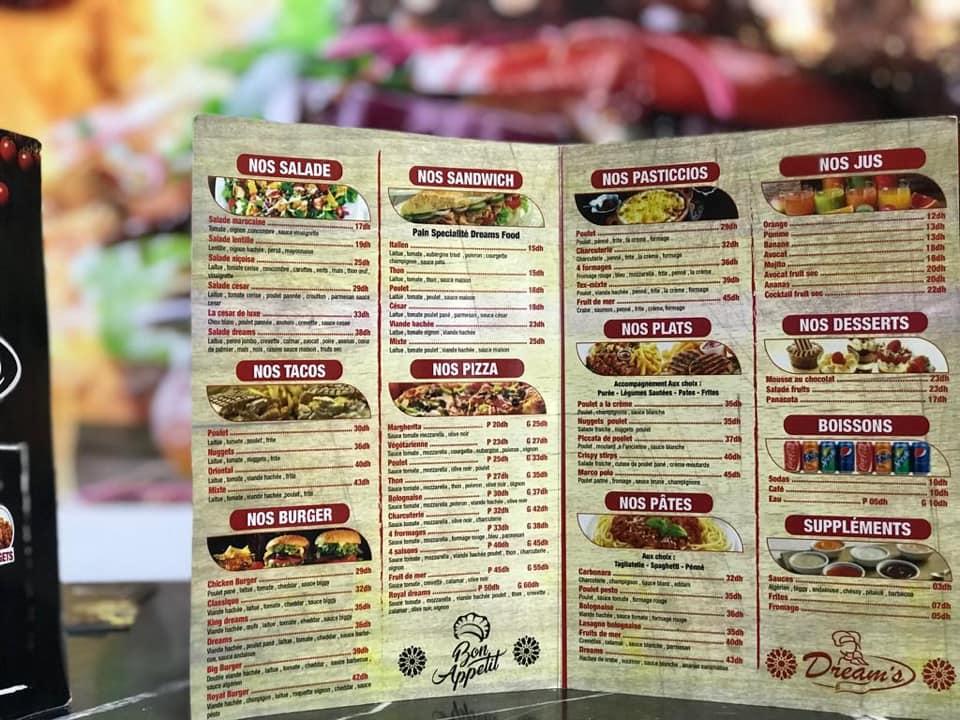 Menu at Dreams Food restaurant, Safi