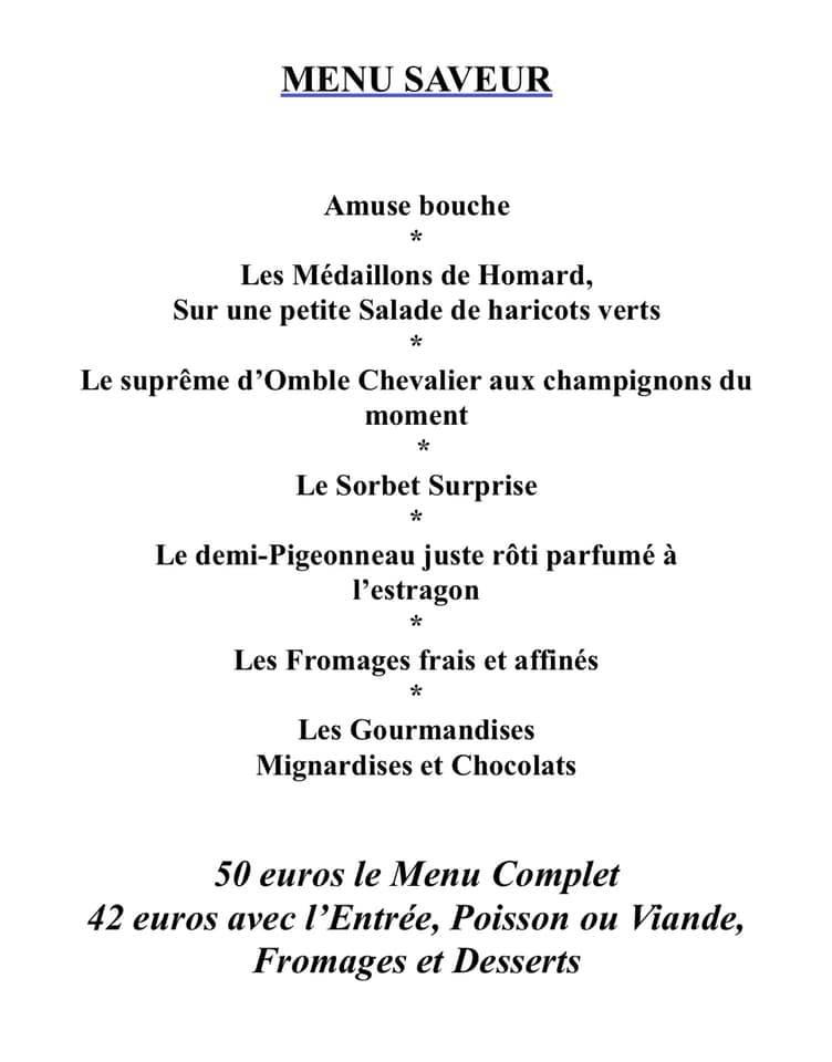 Menu au Hôtel Restaurant Le Vivarais, Sarras