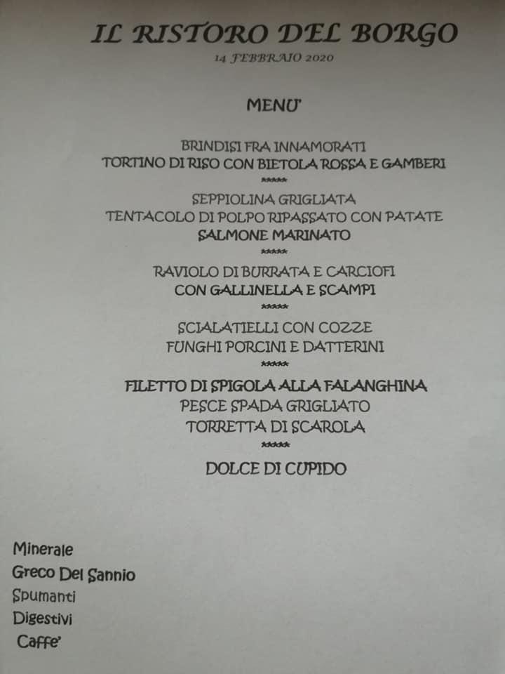 Menu da Il ristoro del borgo ristorante, Faicchio