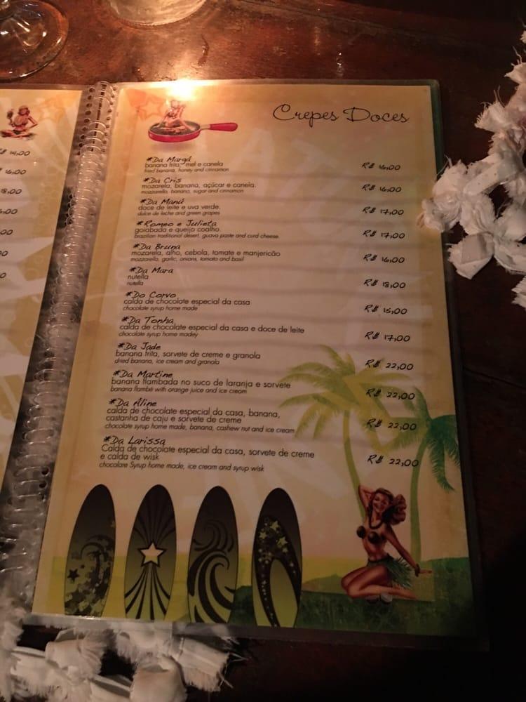Menu at Naturalmente Crepería restaurant, Jericoacoara