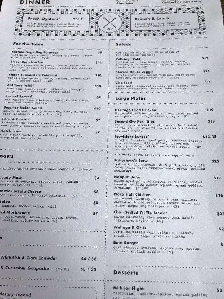 Menu at Noco Provisions pub & bar, Grand Rapids