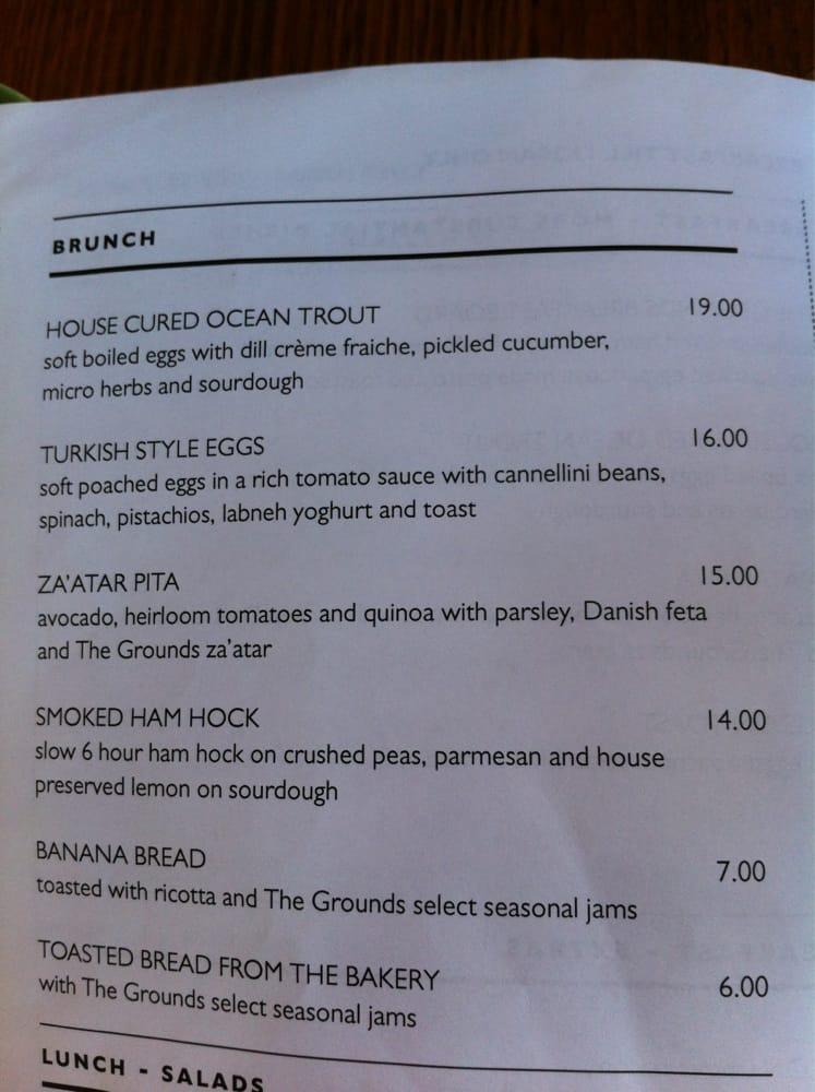 Menu at The Grounds of Alexandria pub & bar, Alexandria