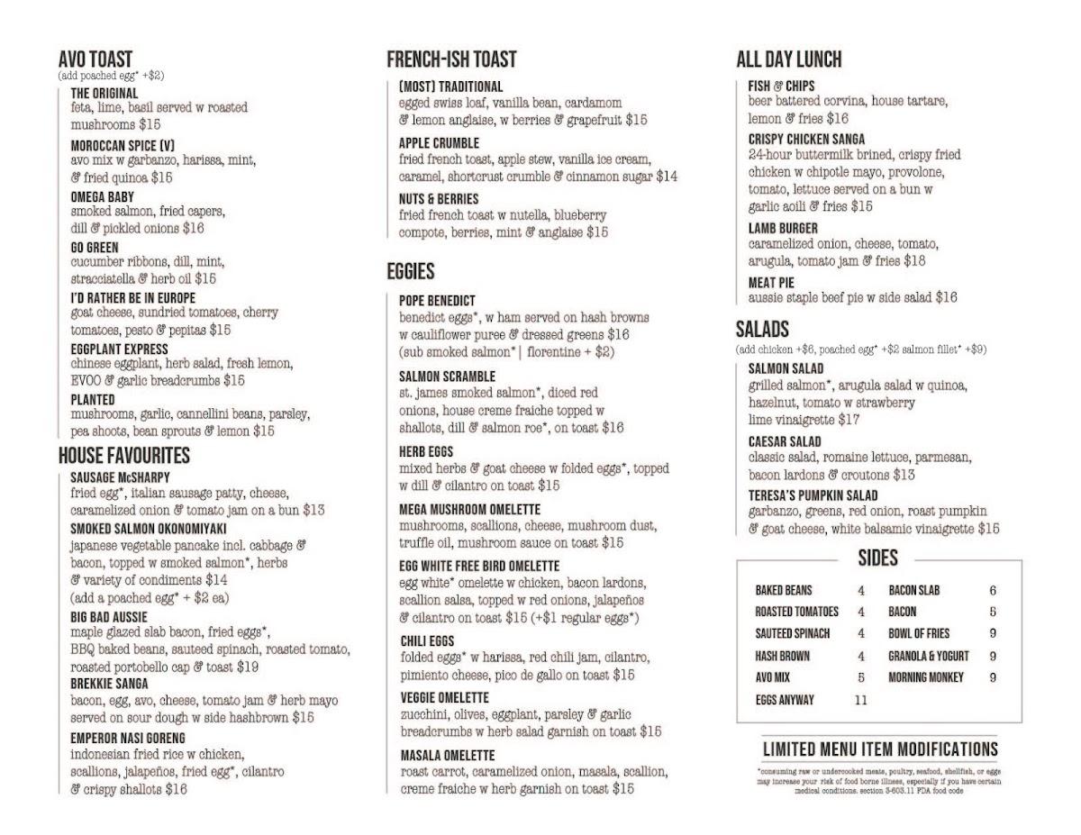 Menu at Threefold Cafe, Coral Gables, 141 Giralda Ave