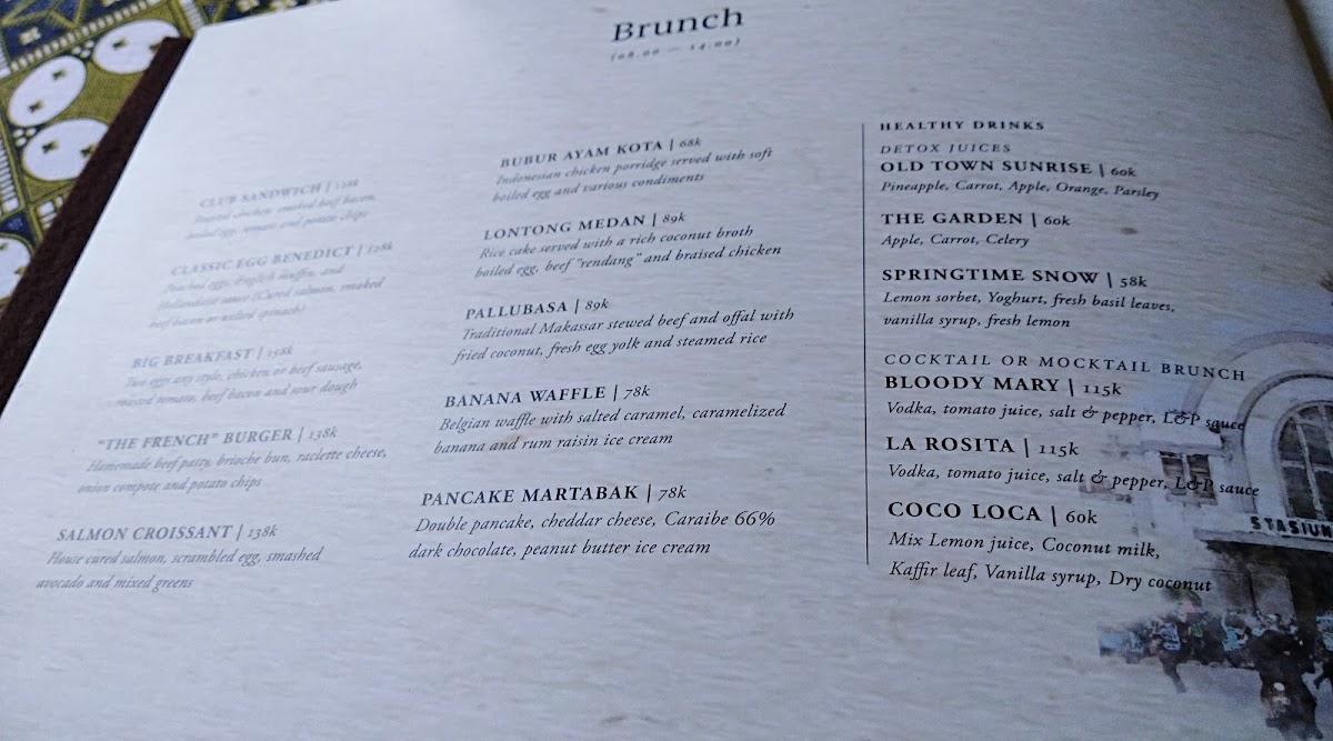Carta de Café Batavia, West Jakarta, Jl. Pintu Besar Utara No.14