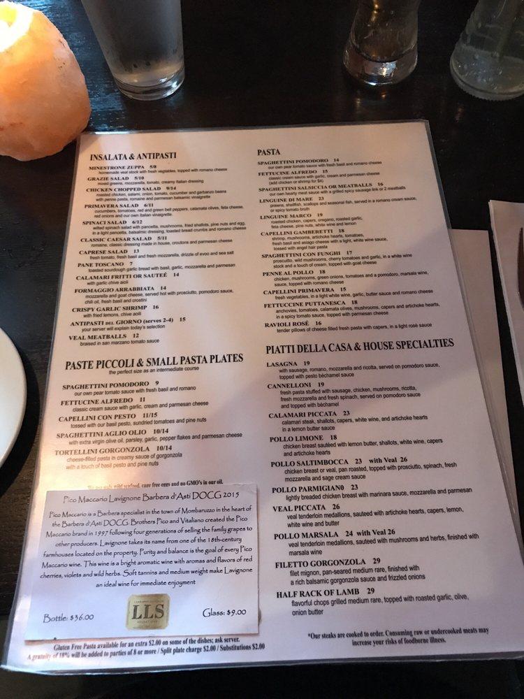Menu at Grazie Ristorante Southcenter restaurant, Tukwila
