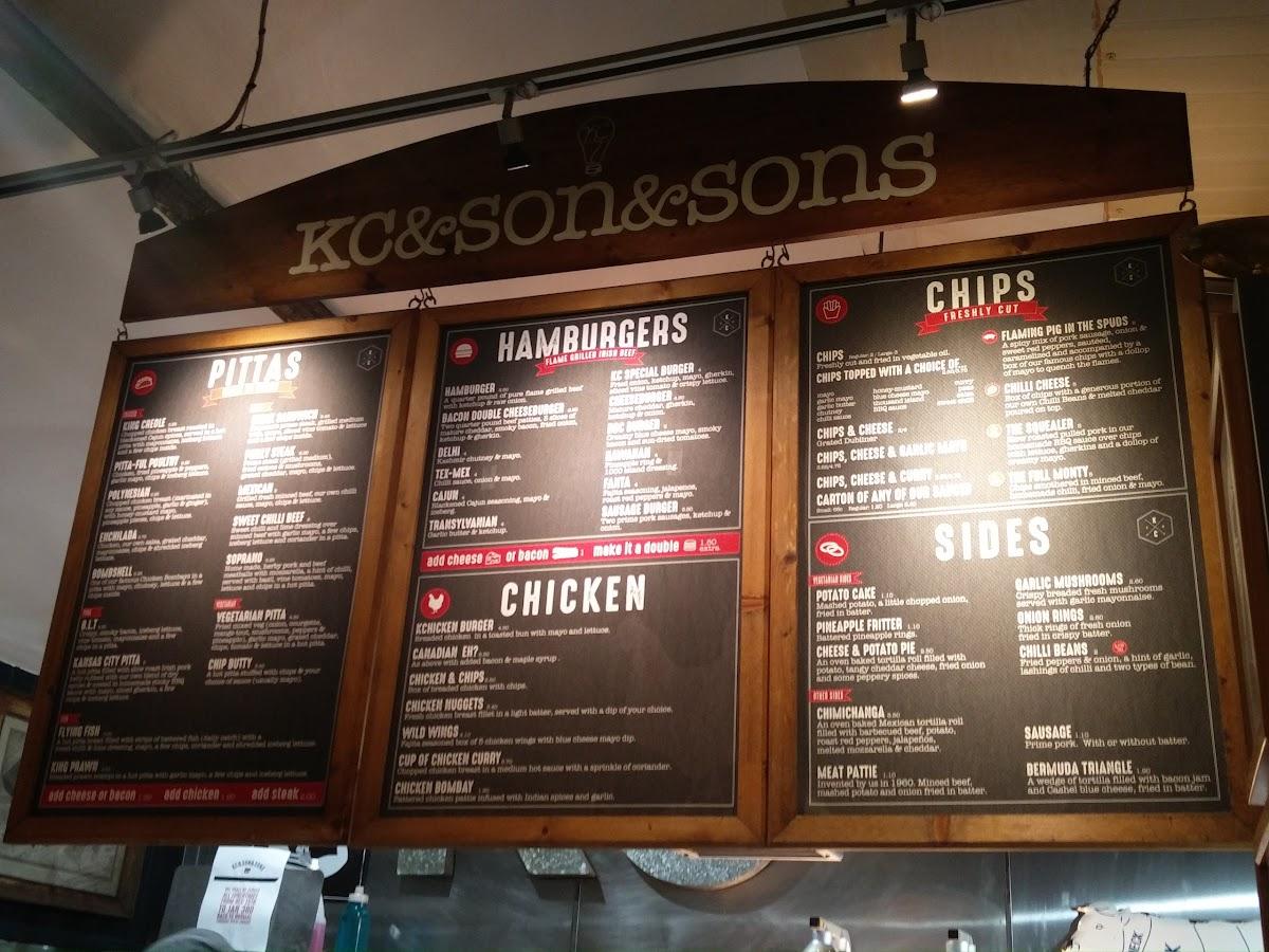 Menu at KC & Son & Sons fast food, Cork