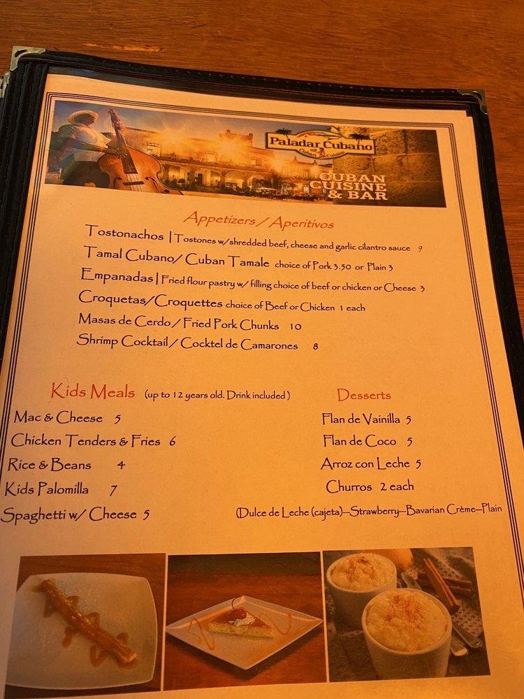 Menu at Paladar Cubano pub & bar, Oklahoma City