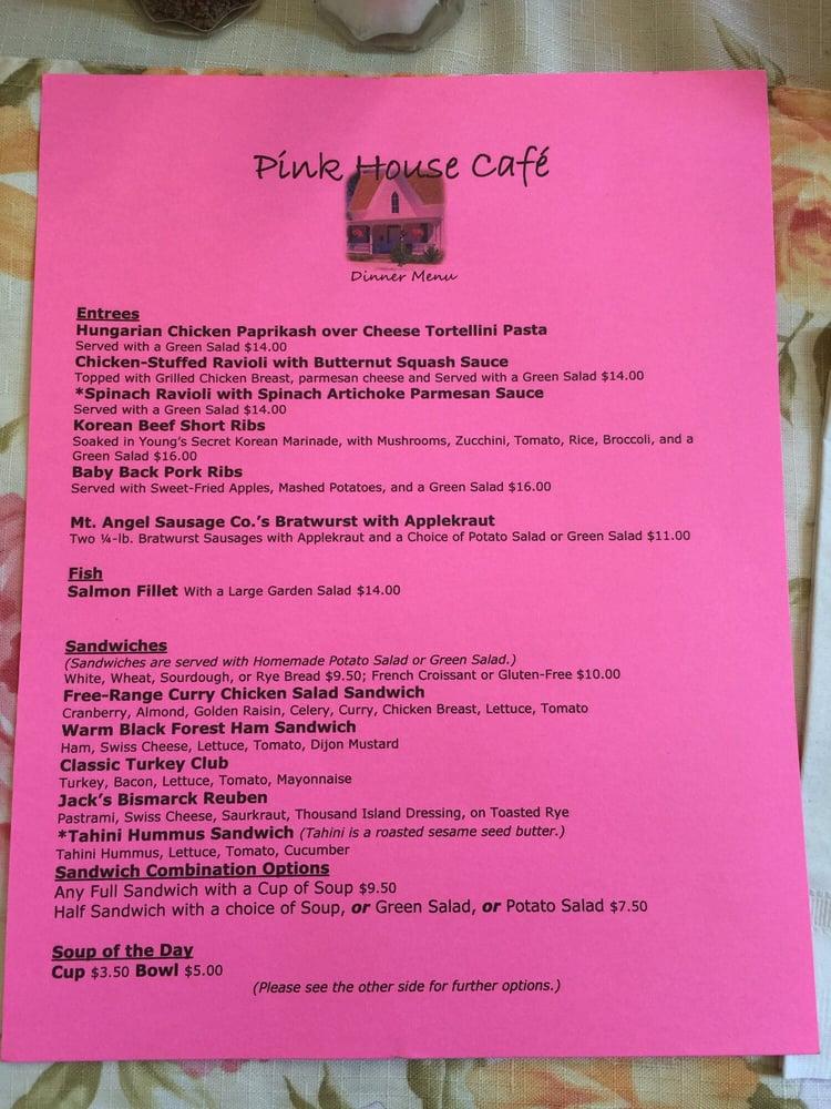 Menu at Pink House Cafe, Independence