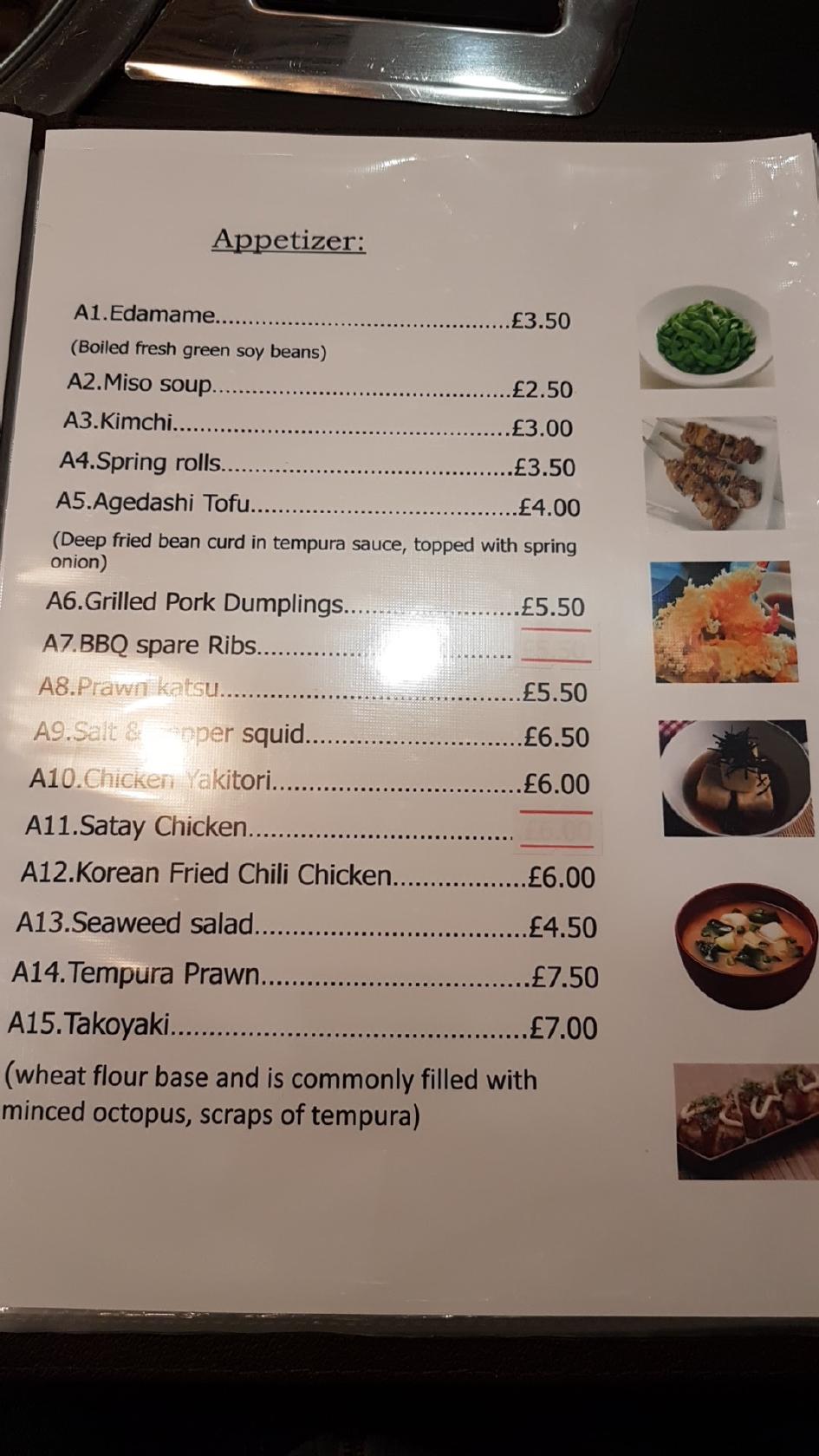Menu at Soyami restaurant, Newbury