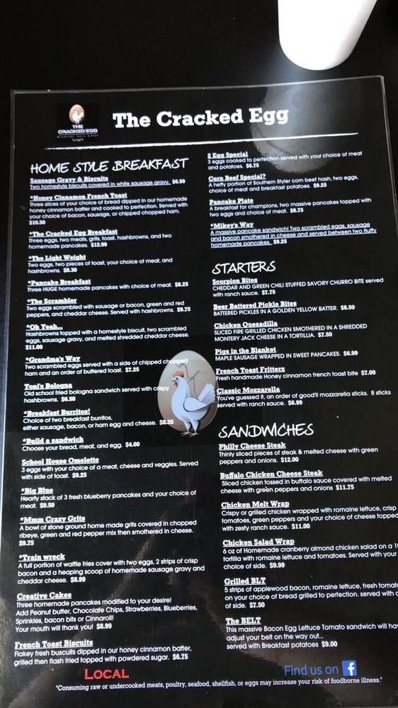 Menu at The Cracked Egg restaurant, Port Royal, Paris Ave