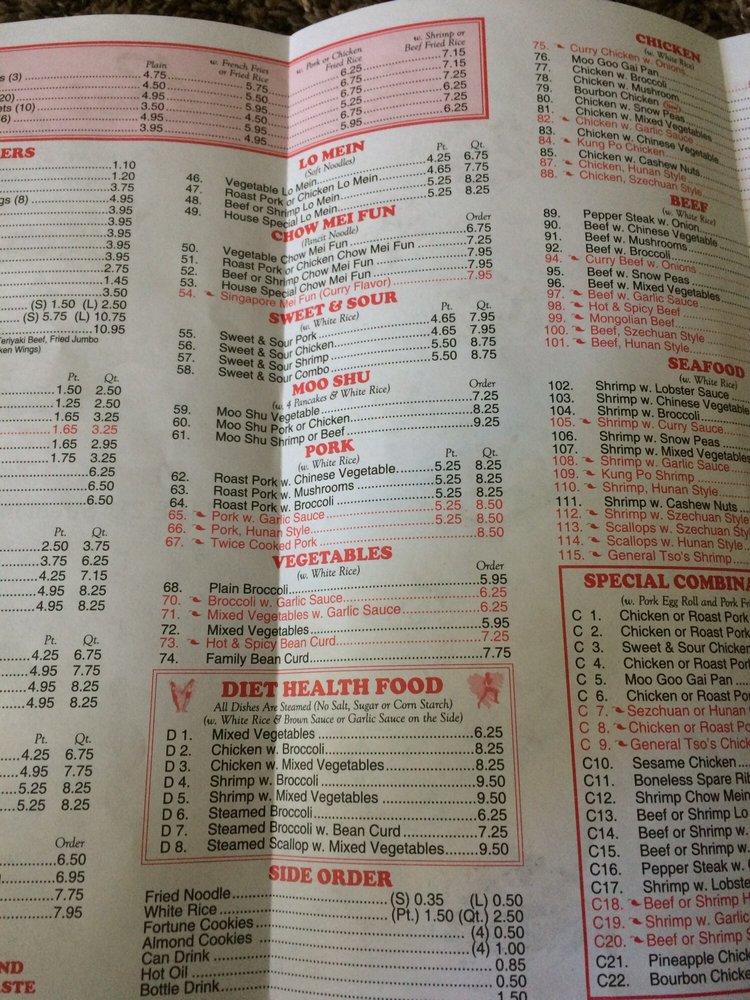 Menu at Beijing Chinese Restaurant, Indianapolis, East 21st St