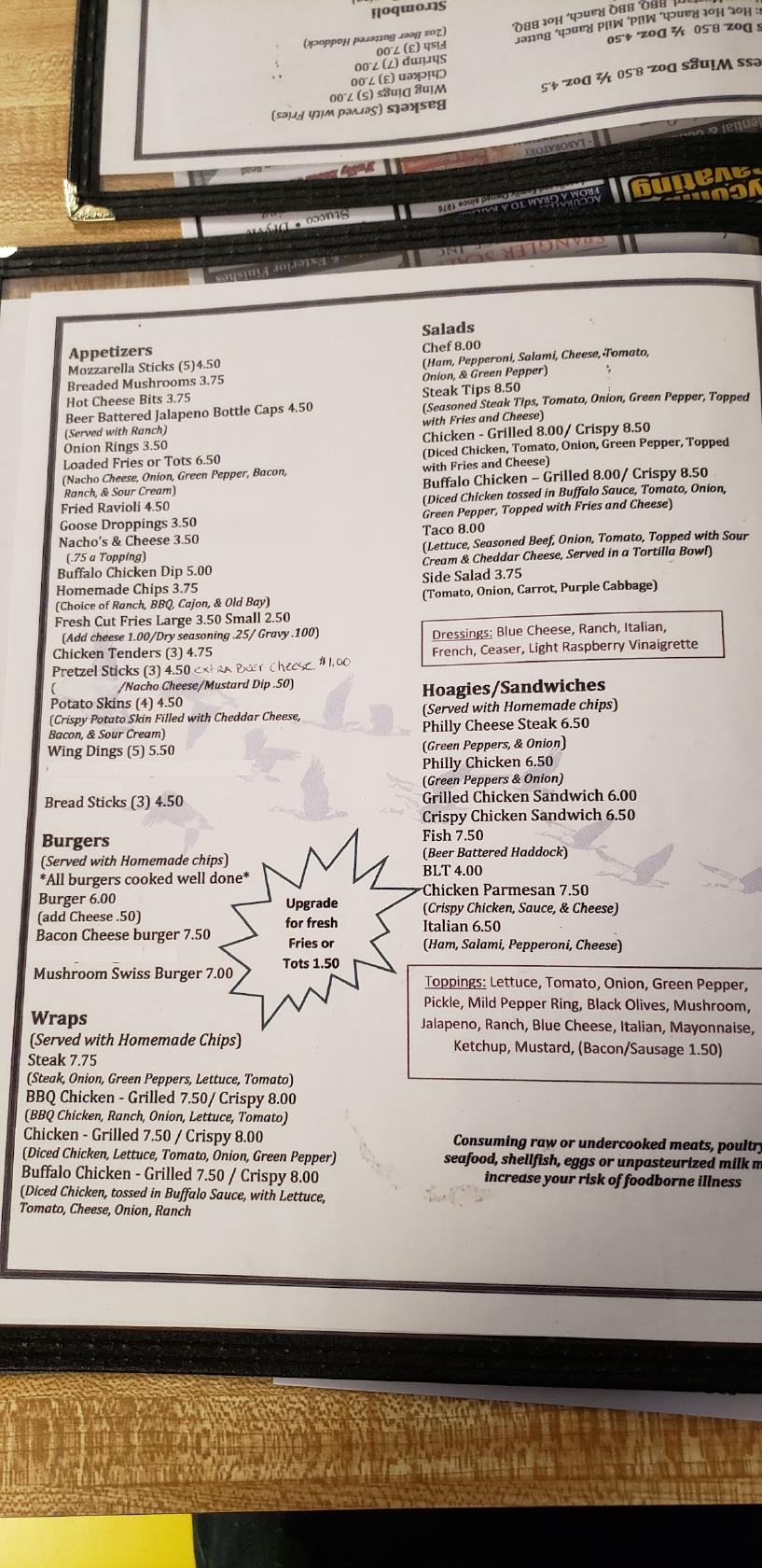 Menu at Blue Goose Inn pub & bar, Nicktown