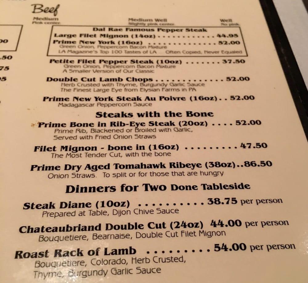Menu at Dal Rae Restaurant, Pico Rivera