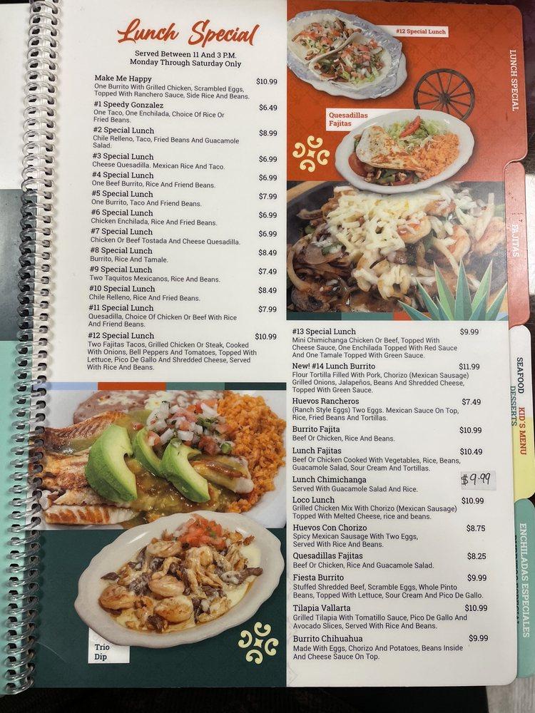 Menu at El Canelo Mexican Restaurant, North Kansas City