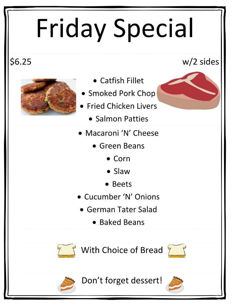 Menu at Libby & Mom's Cafe, Evansville