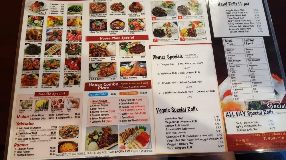 Menu at Red Wasabi restaurant, Loma Linda