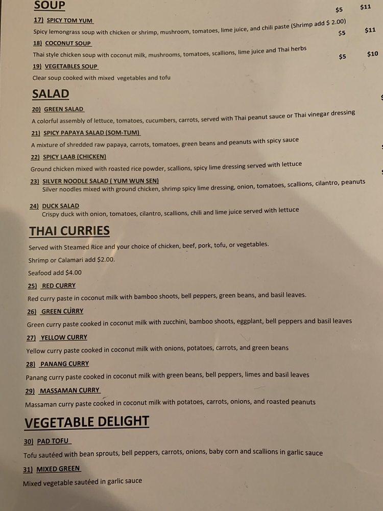 Menu at Thai Castle Carmel restaurant, Carmel, 19 E 126th St