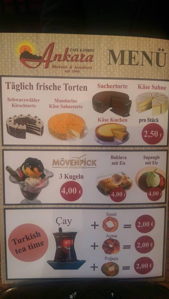 Speisekarte von Ankara Pastanesi cafe, Nürnberg