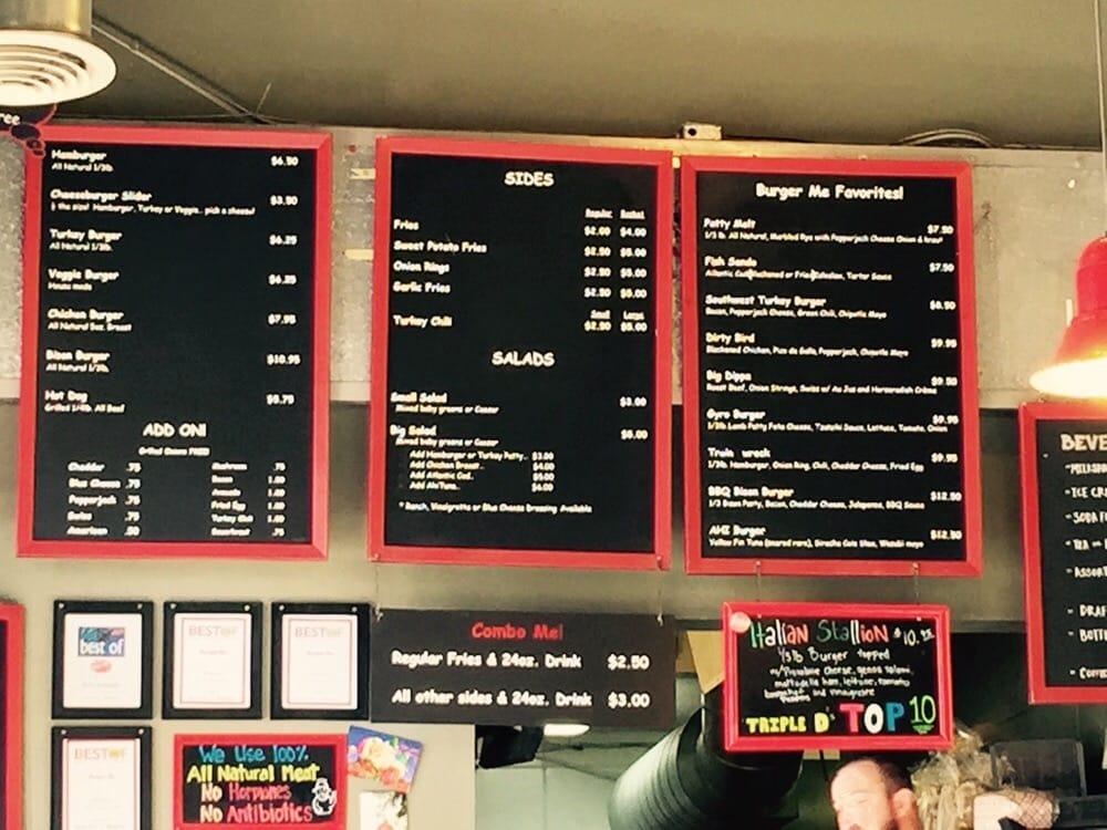 Menu at Burger Me restaurant, Truckee