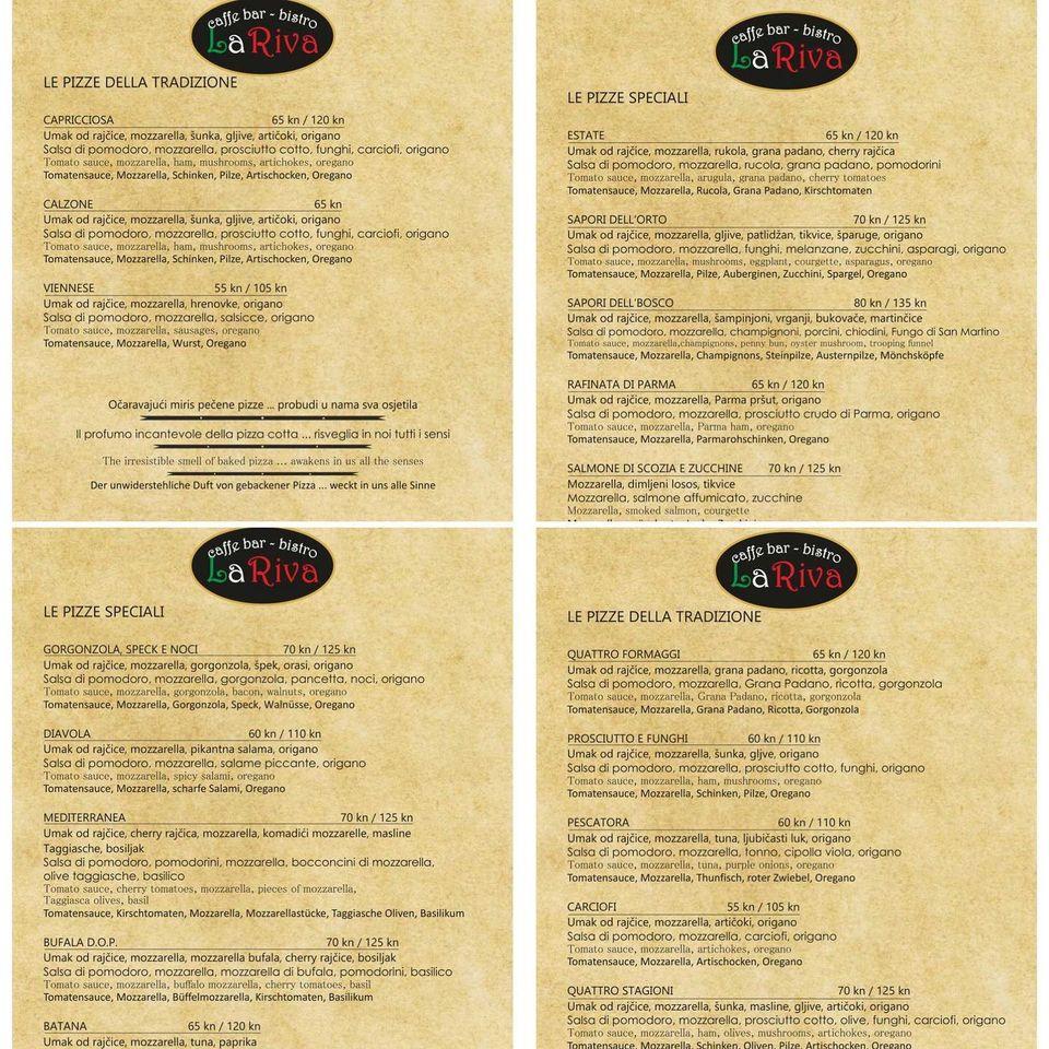 Menu at Caffe Bar Pizzeria La Riva, Poreč