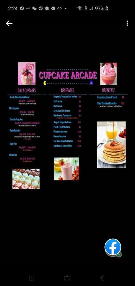 Menu at The Cupcake Arcade, Culver City