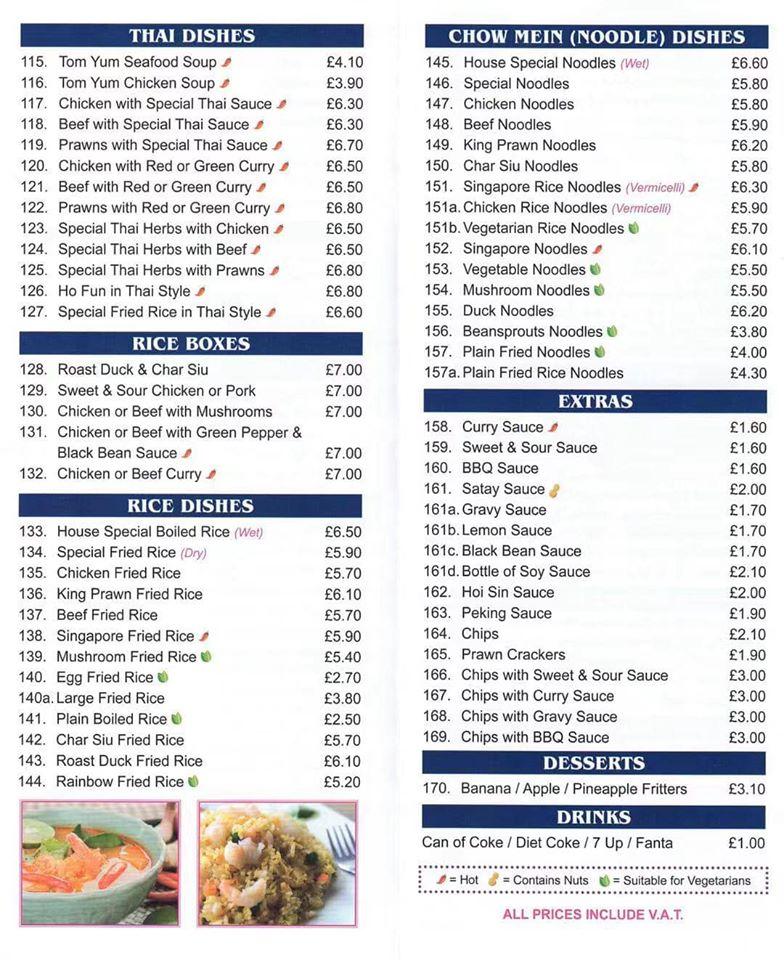 Menu at New Golden Bamboo fast food, Wellesbourne