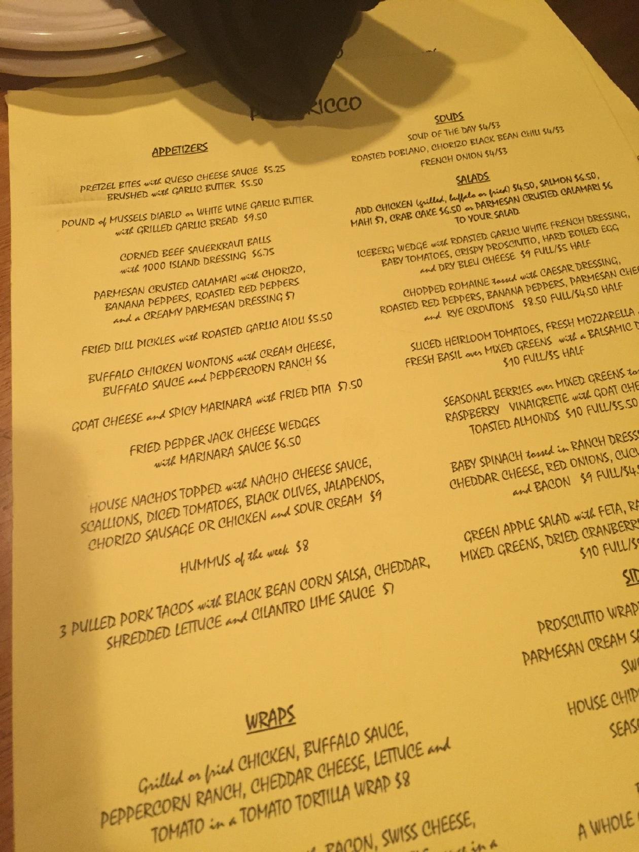 Menu at Pub Bricco, Akron, Merriman Rd #1841