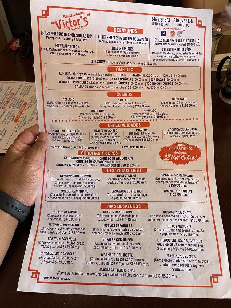 Menu at Restaurant Victor’s Boulevard, Ensenada, Lázaro Cárdenas 178