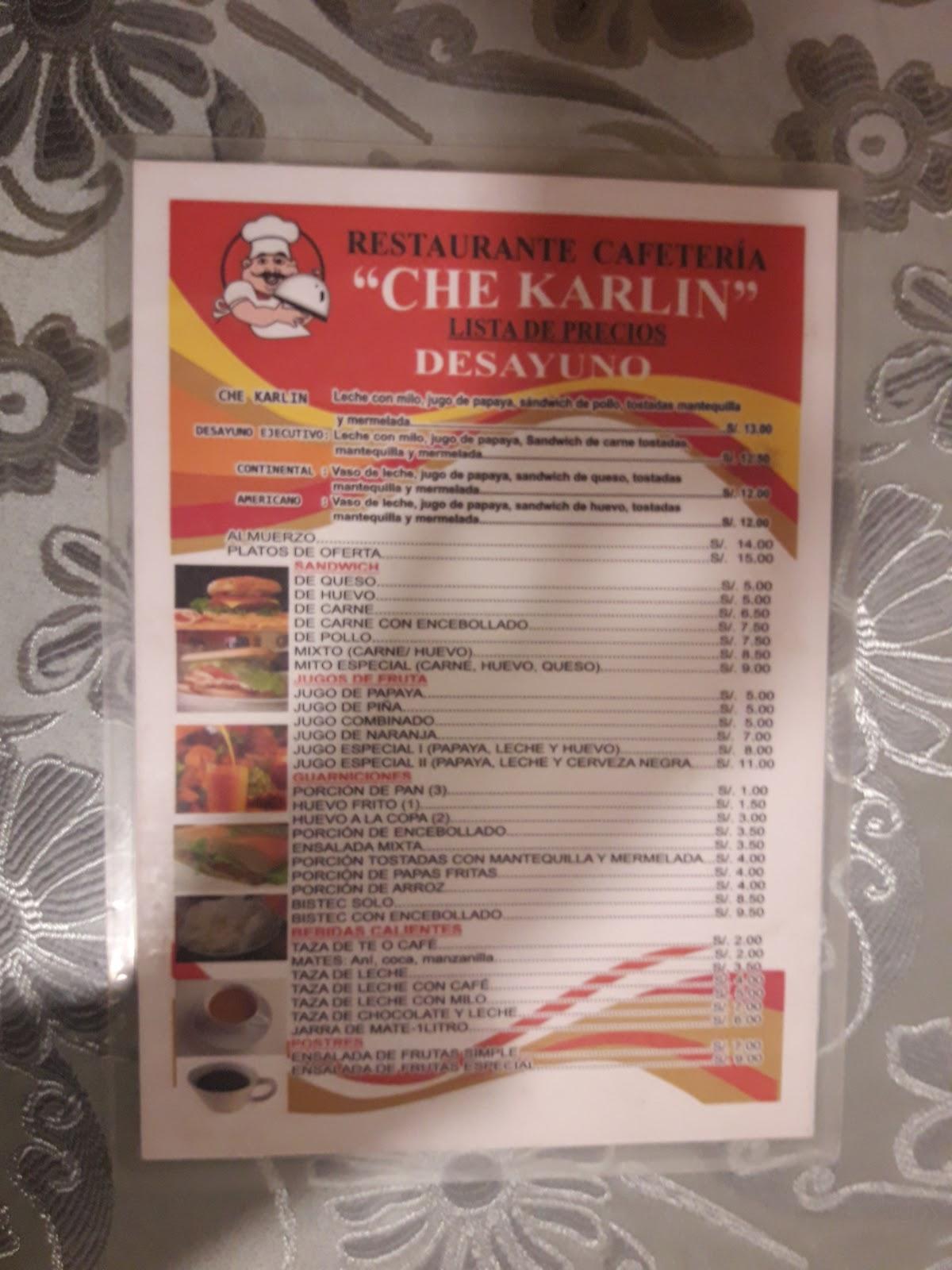 Menu at Restaurante Che Karlin, Juliaca