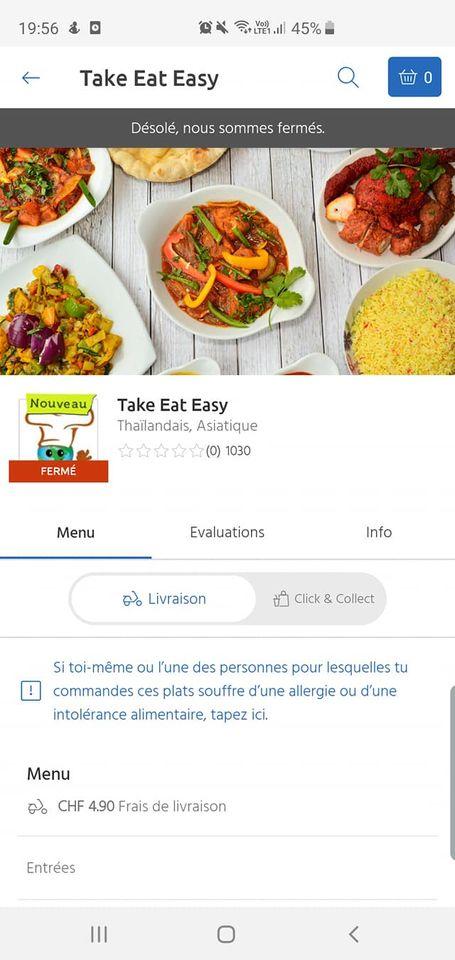 Speisekarte von Take Eat Easy. Cuisine du monde, Lausanne