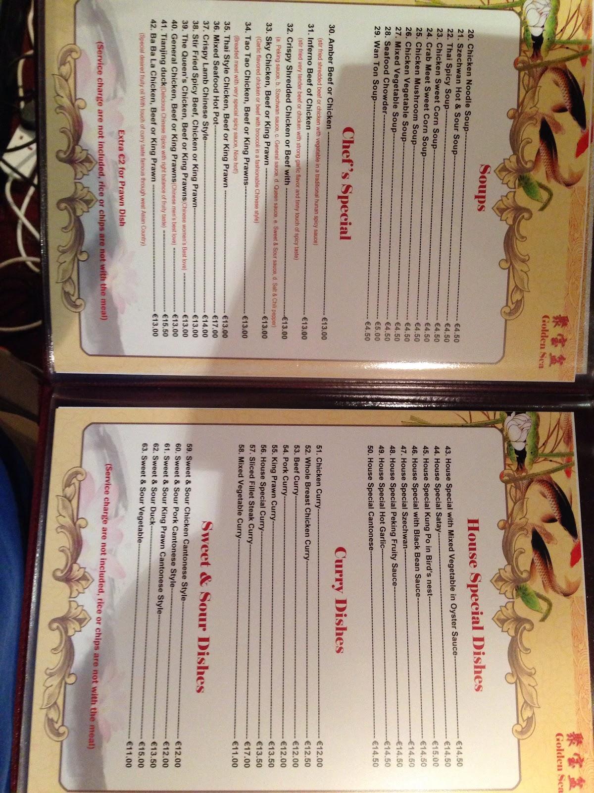 Menu at Golden Sea Castlebar, Castlebar
