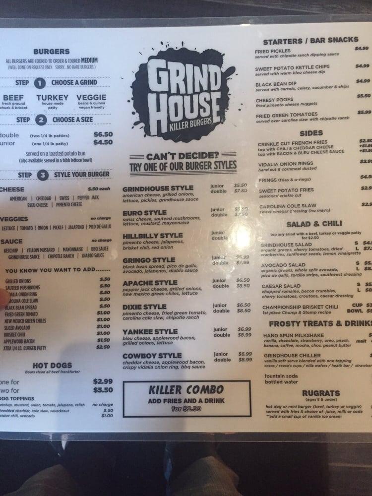 Menu at Grindhouse Killer Burgers pub & bar, Decatur