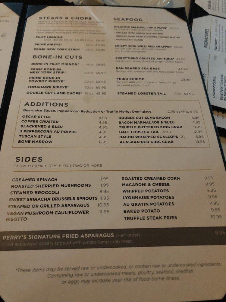 Menu at Perry's Steakhouse & Grille, Birmingham
