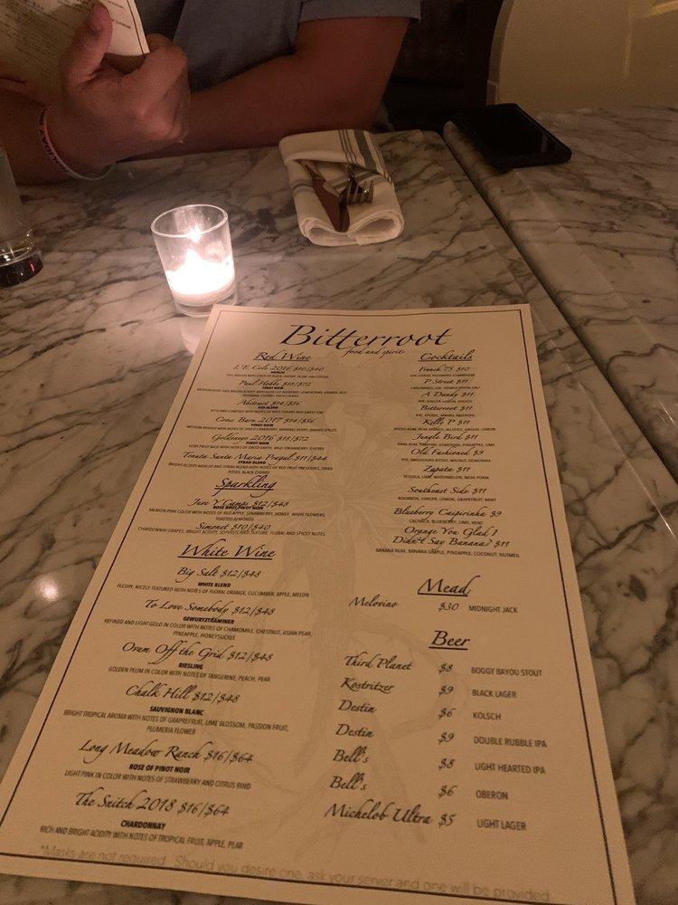 Menu at Bitterroot pub & bar, Destin